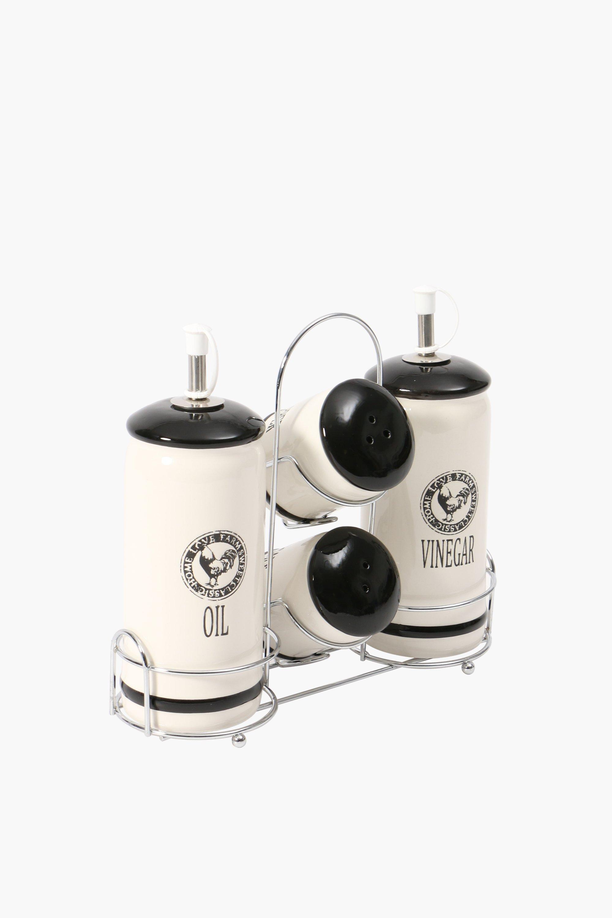 Ceramic Rooster Condiment Set