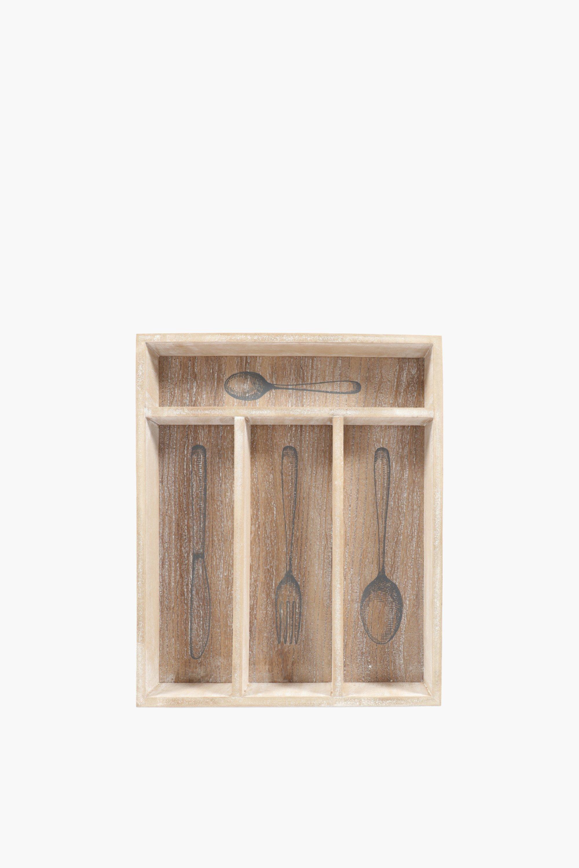 Farmhouse Wooden Cutlery Tray