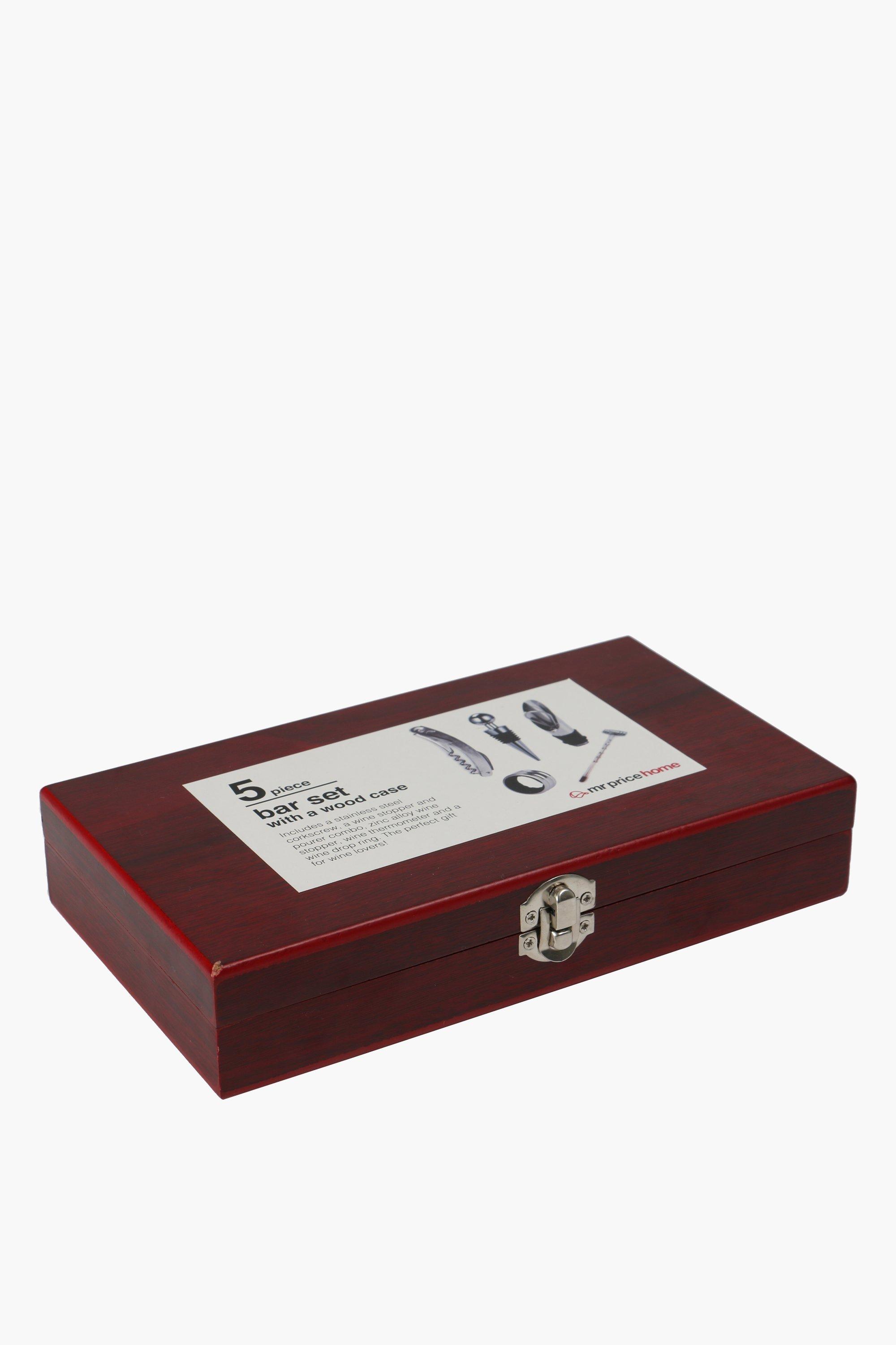 5 Piece Wood Case Bar Set