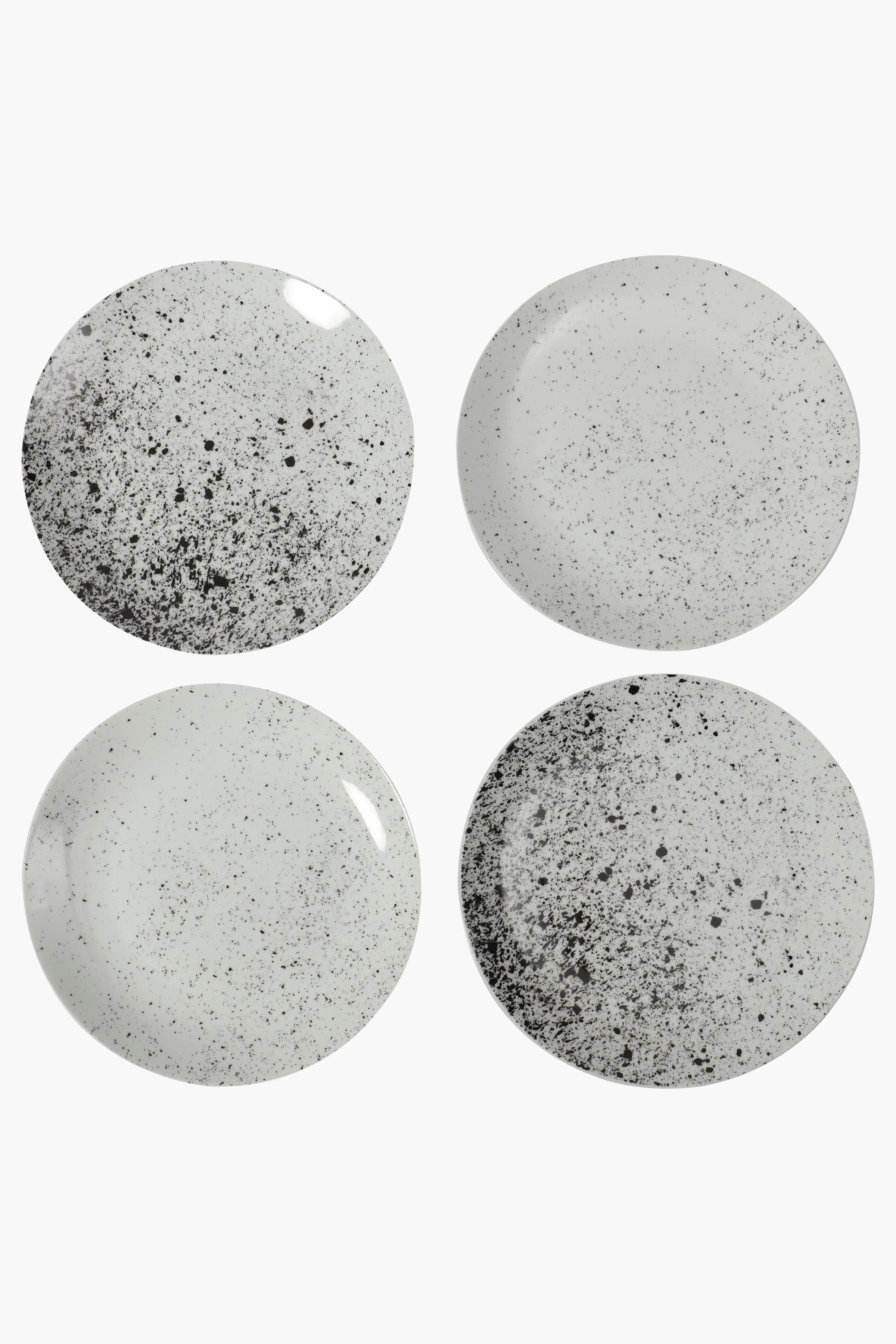 4 Piece Porcelain Splatter Dinner Plates