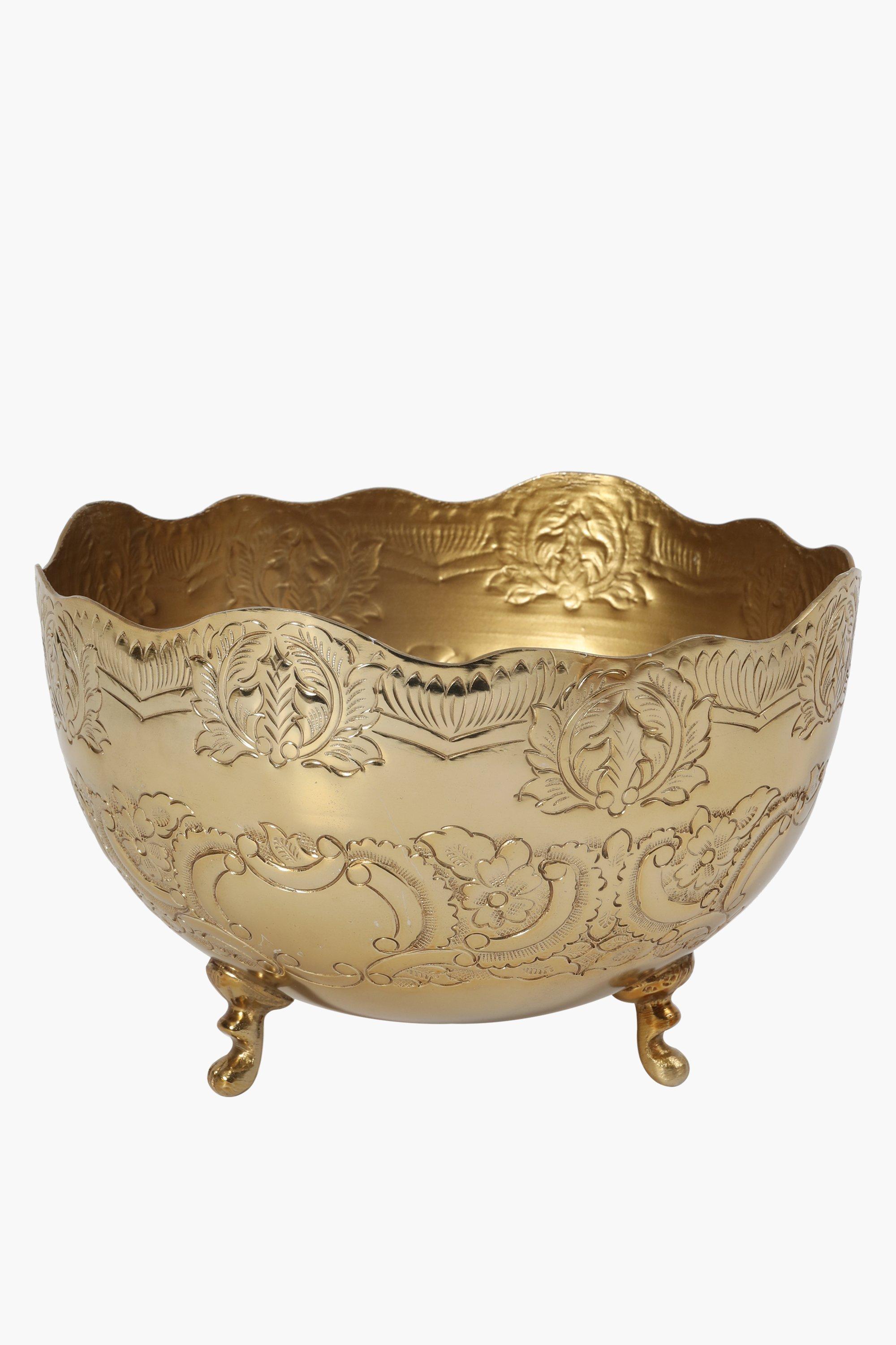 Scalloped Embossed Metal Bowl Large