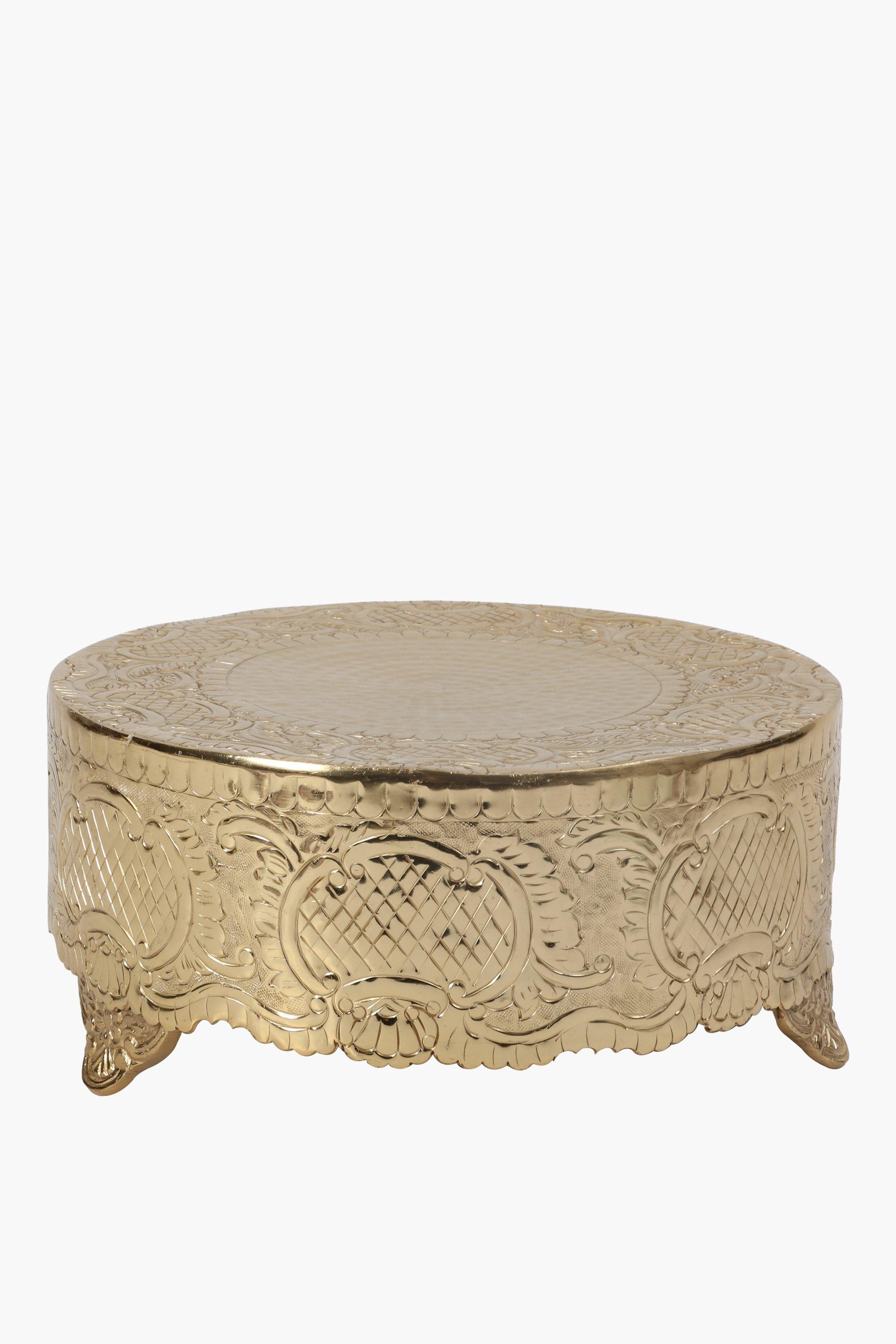 Scalloped Embossed Metal Cake Stand