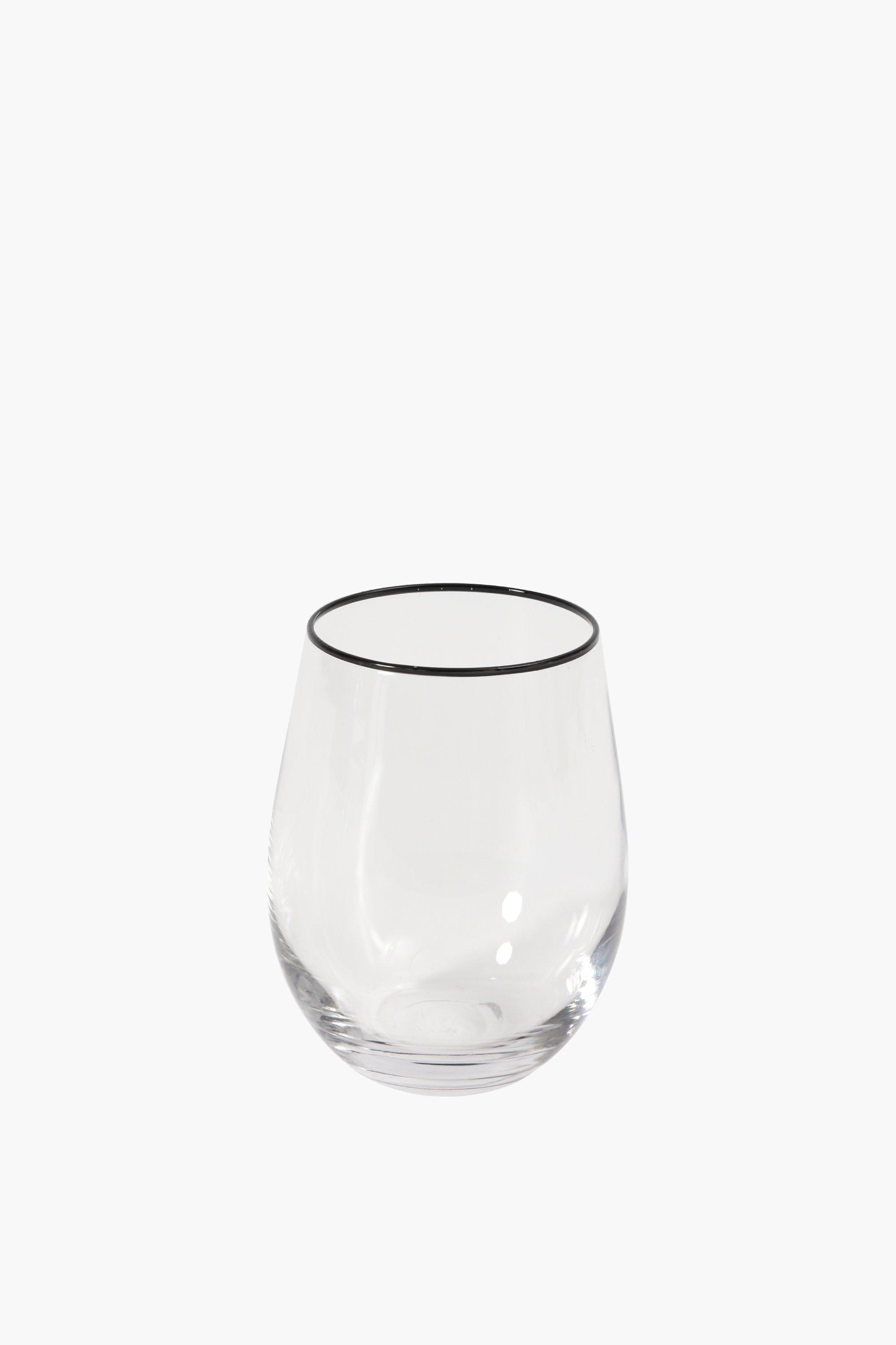 Metallic Rim Stemless Wine Glass