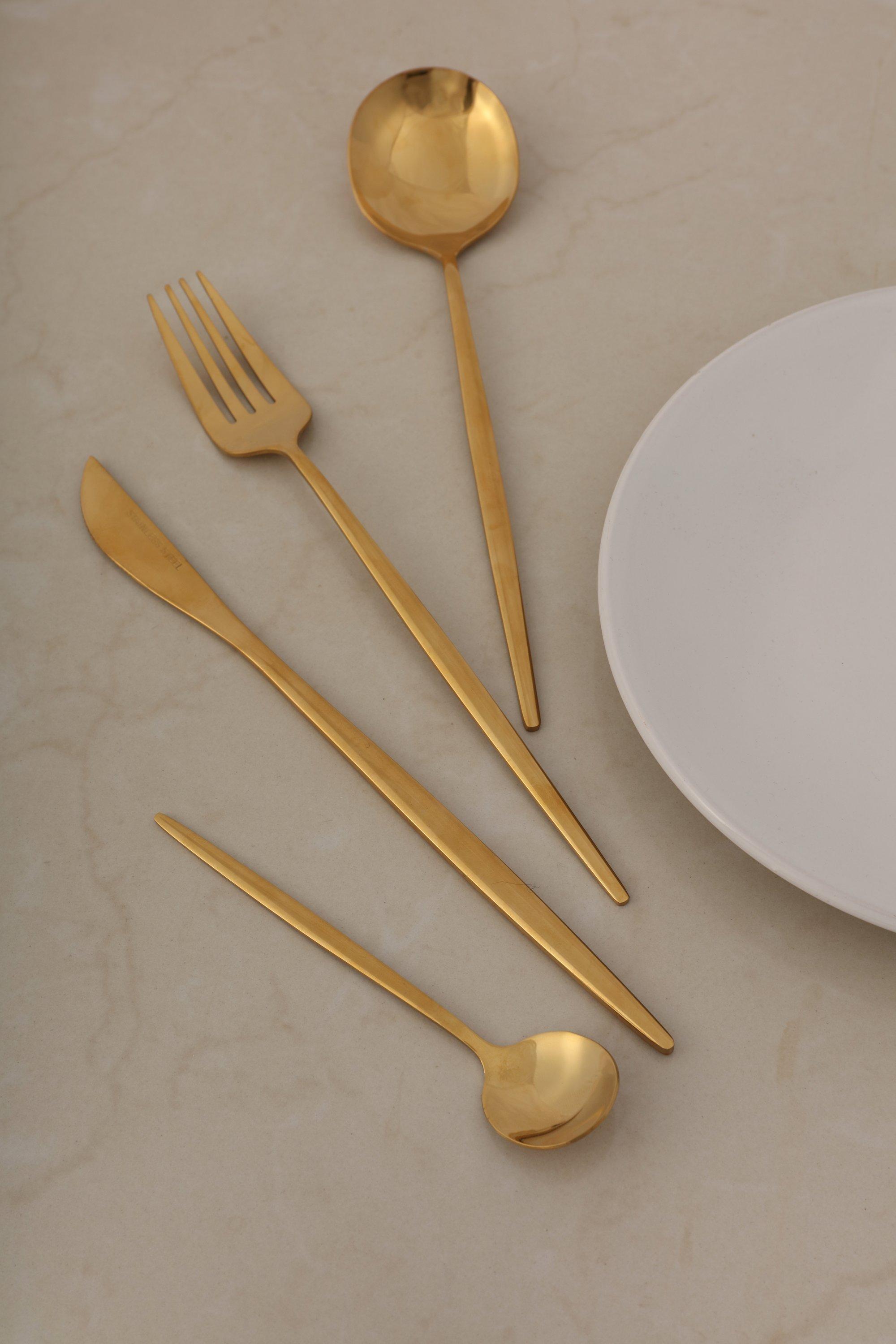 16 Piece Stainless Steel Metallic Cutlery Set