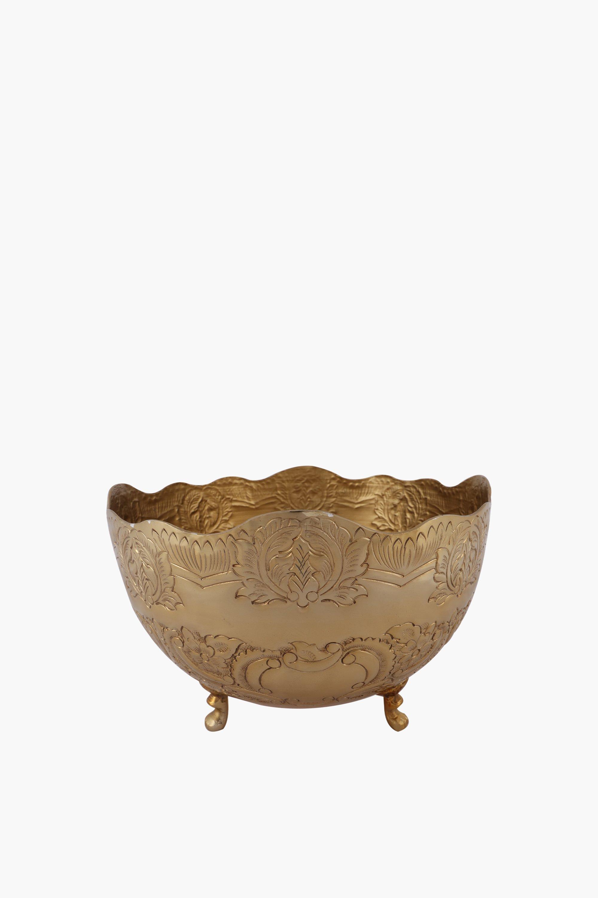 Scalloped Embossed Metal Bowl Medium