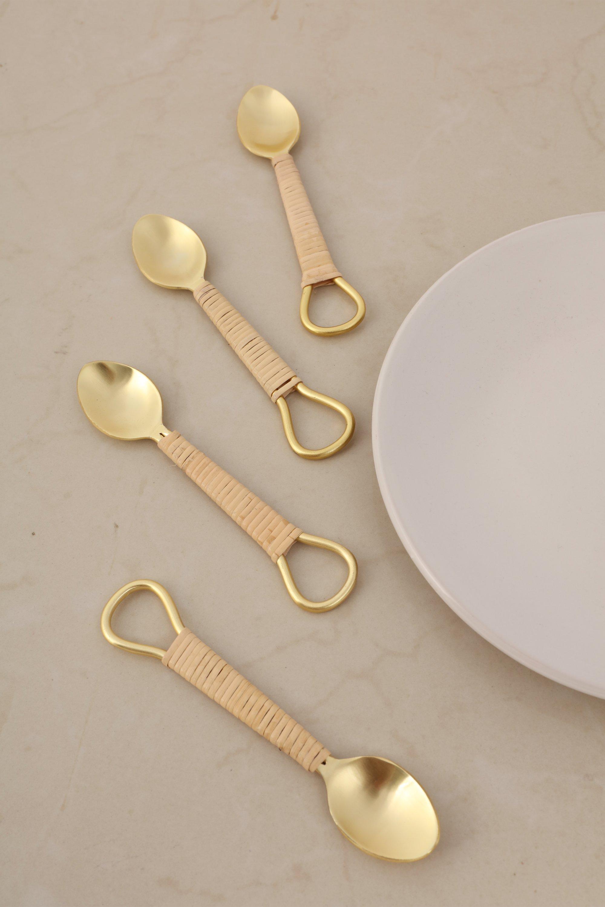 4 Woven Metallic Teaspoon Set