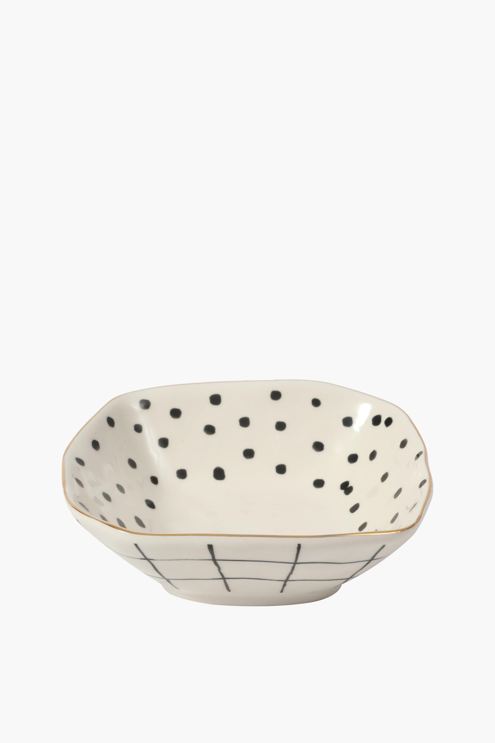 Metallic Rim Ceramic Dot Bowl