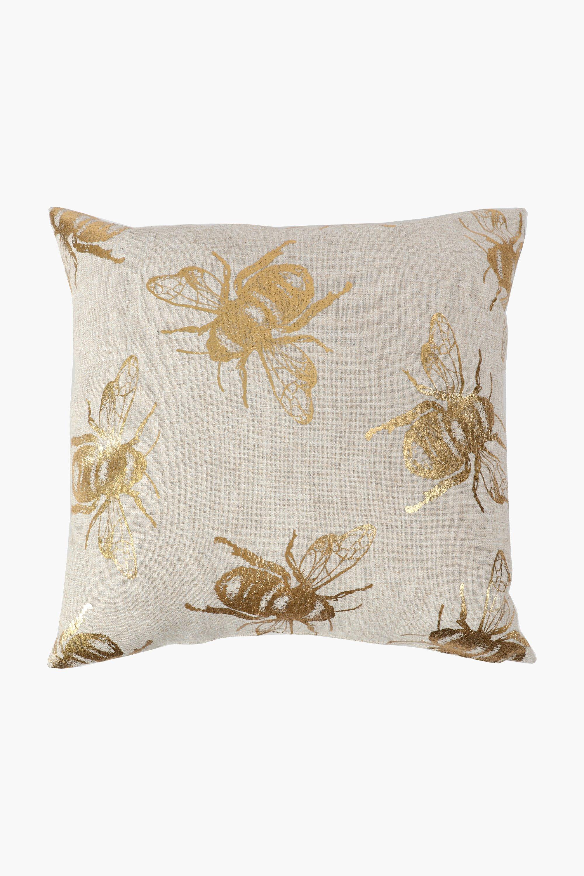 Printed Bees Feather Scatter Cushion, 60x60cm