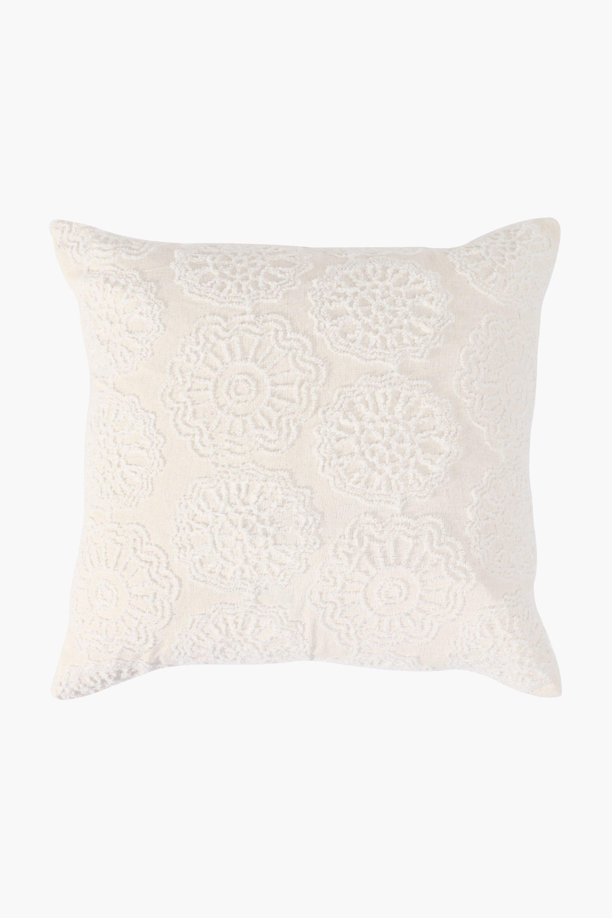 Crewel Embroidered Lace Scatter Cushion 50x50cm