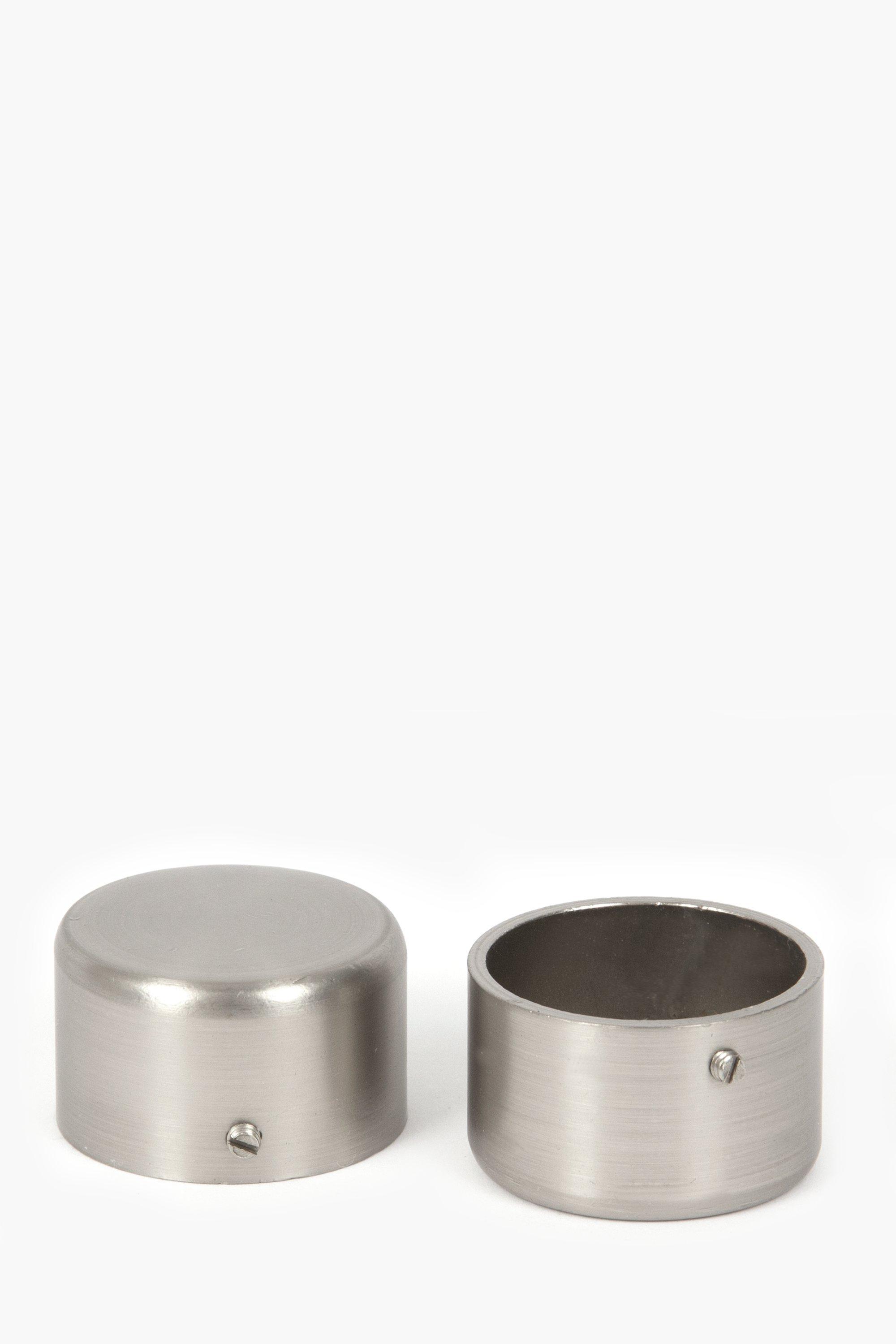 Two Pack Brushed Silver Rod End Caps 35mm