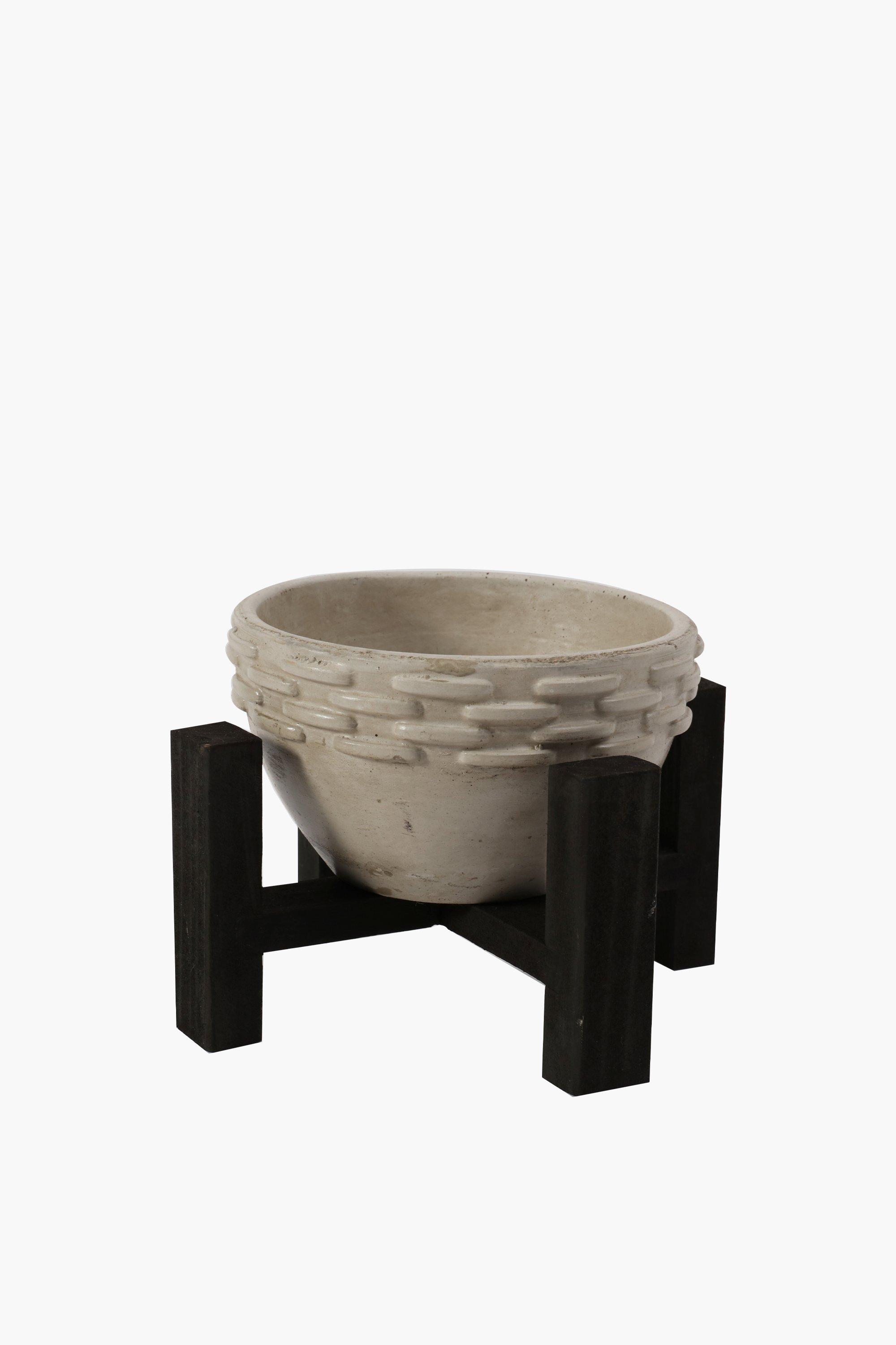 Geo Cement Planter On Stand