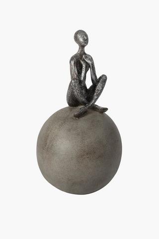 Seated Lady Metal Statue