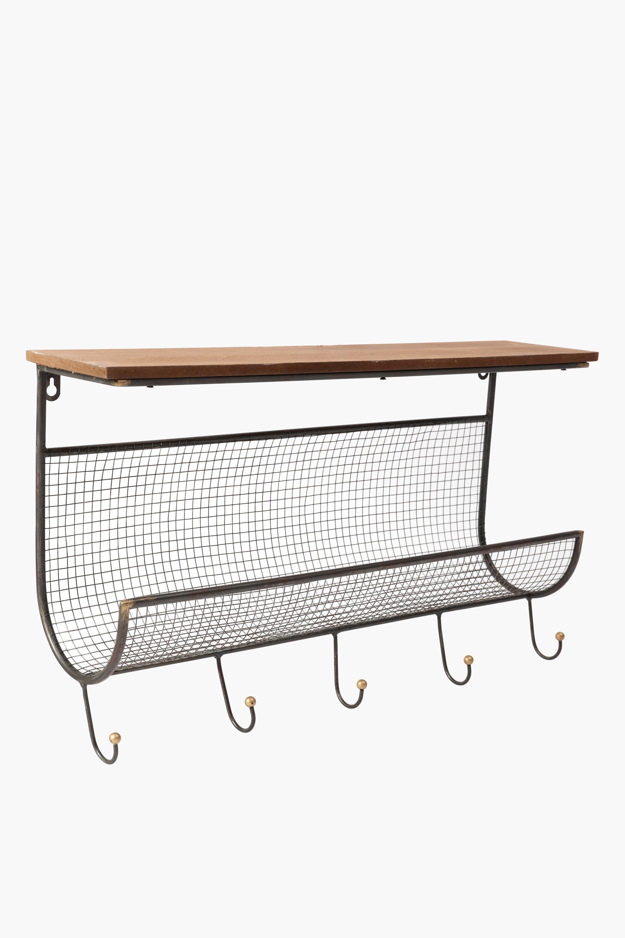 Metal Mesh Shelf And Wall Hooks