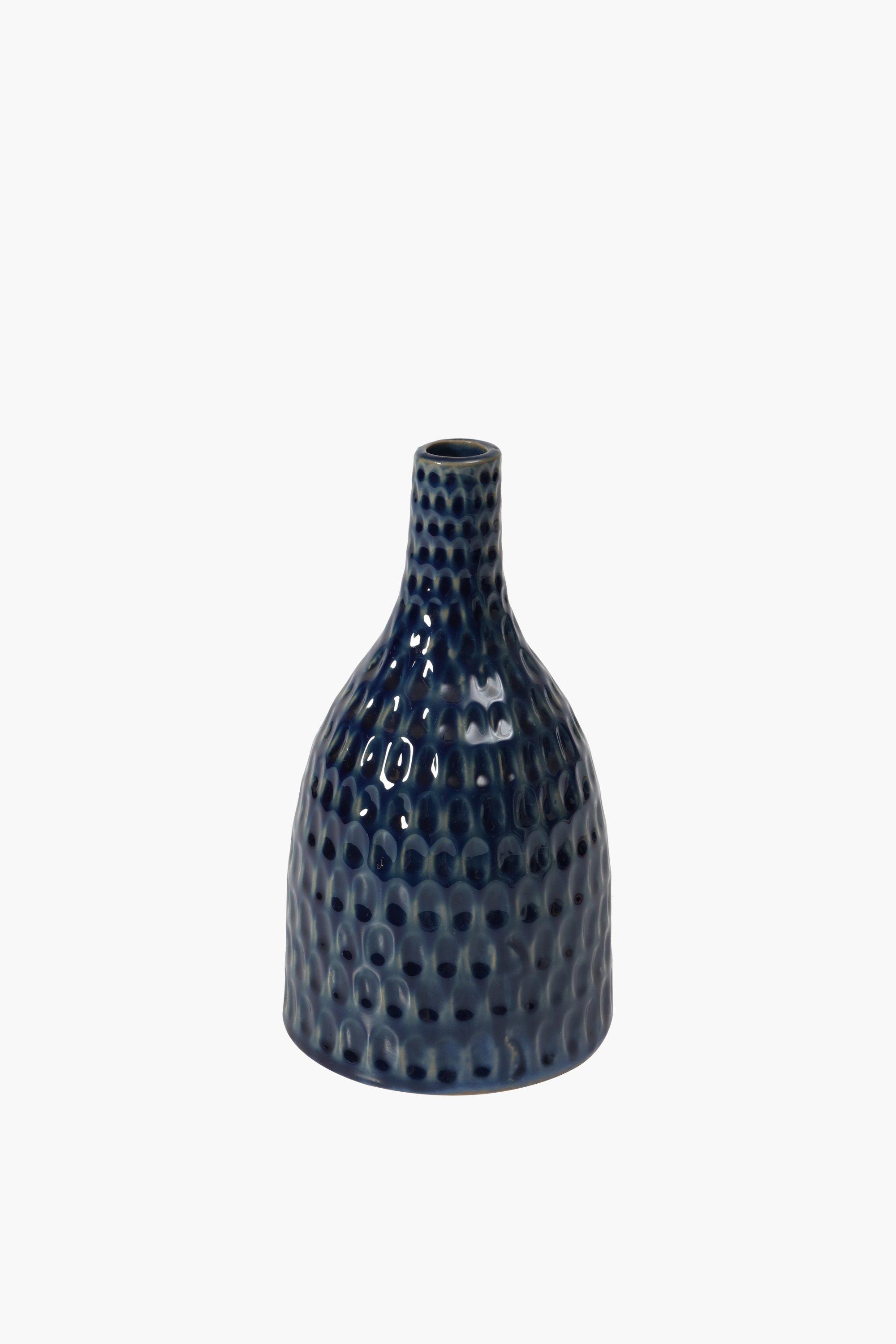 Dimple Glazed Vase M Navy