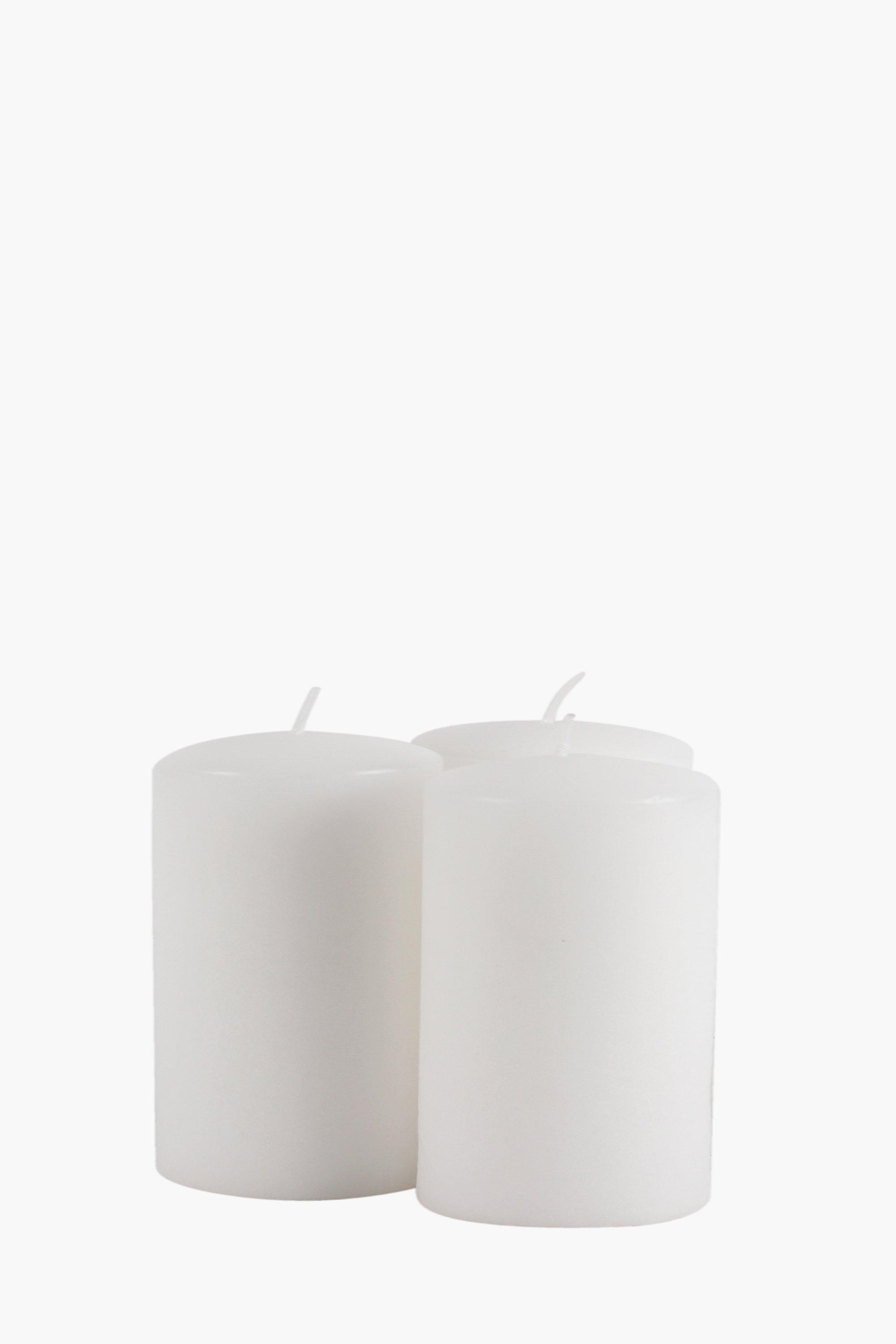 3 Unscented Pillar Candles 10cm