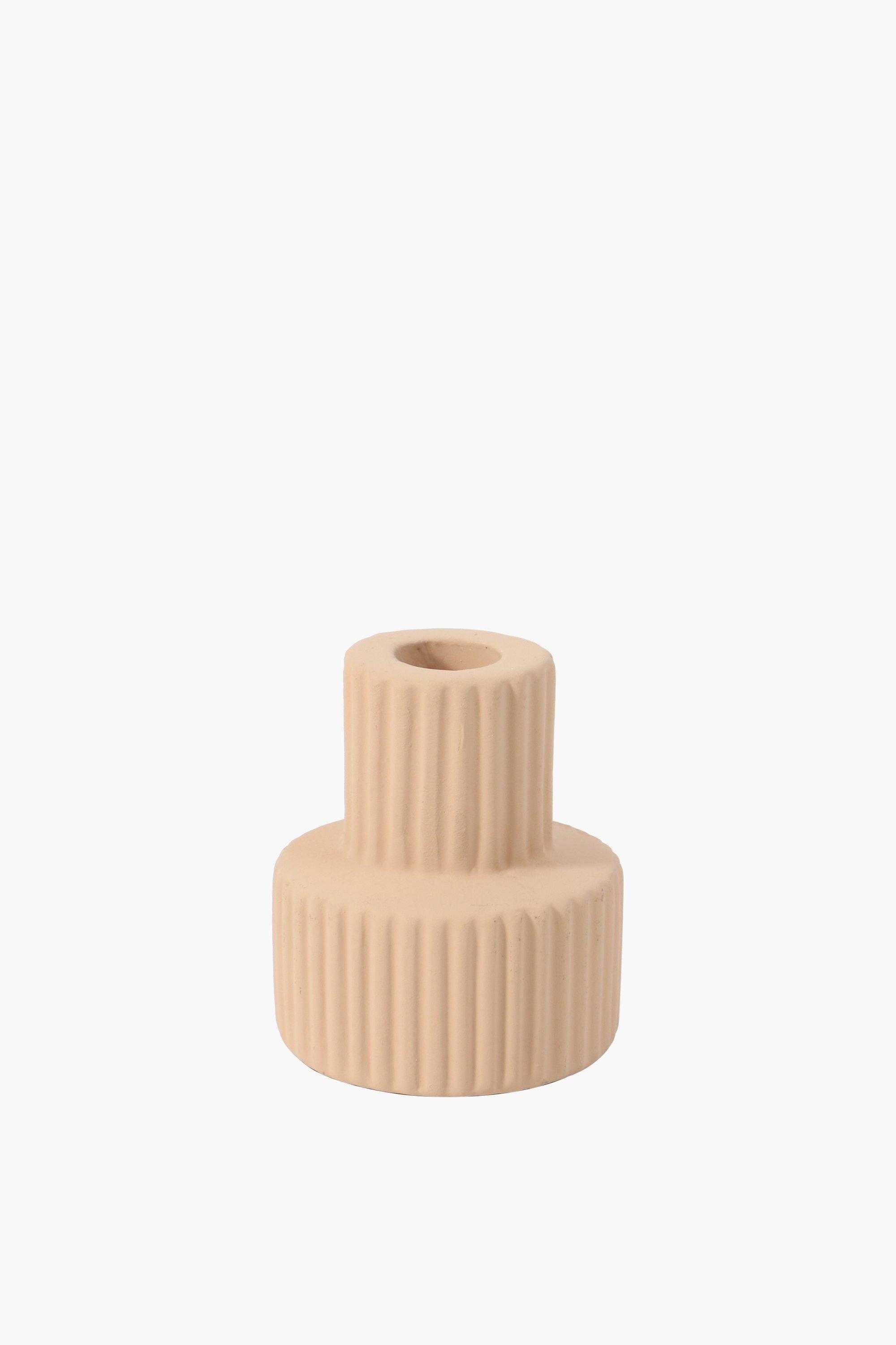 Ceramic Ribbed Dinner Candle Holder