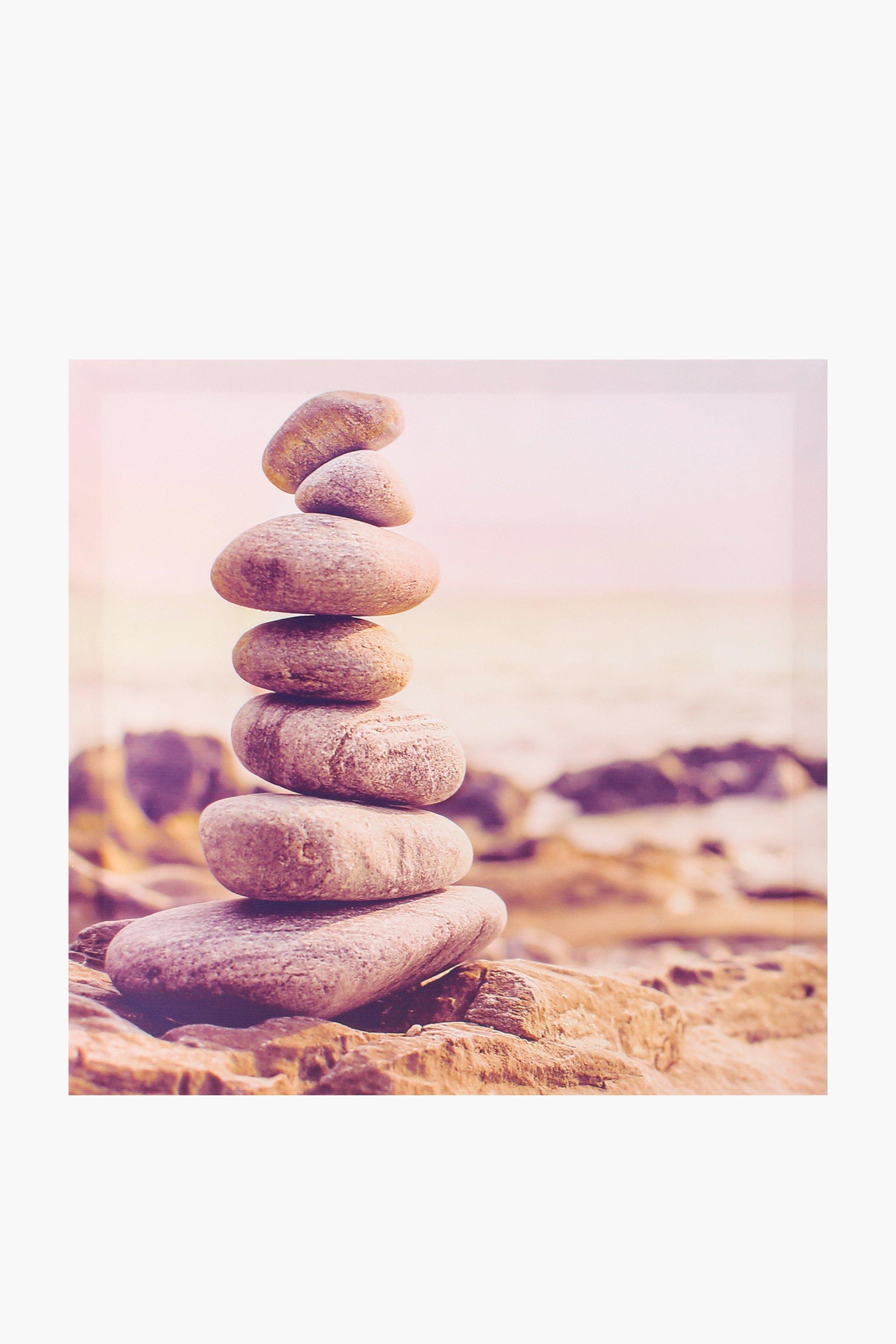 Sepia Zen Rocks Canvas, 40x40cm