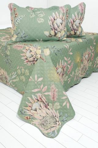 3 PIECE PRETTY PROTEA POLYESTER QUILT SET K Sage SHEET STREET
