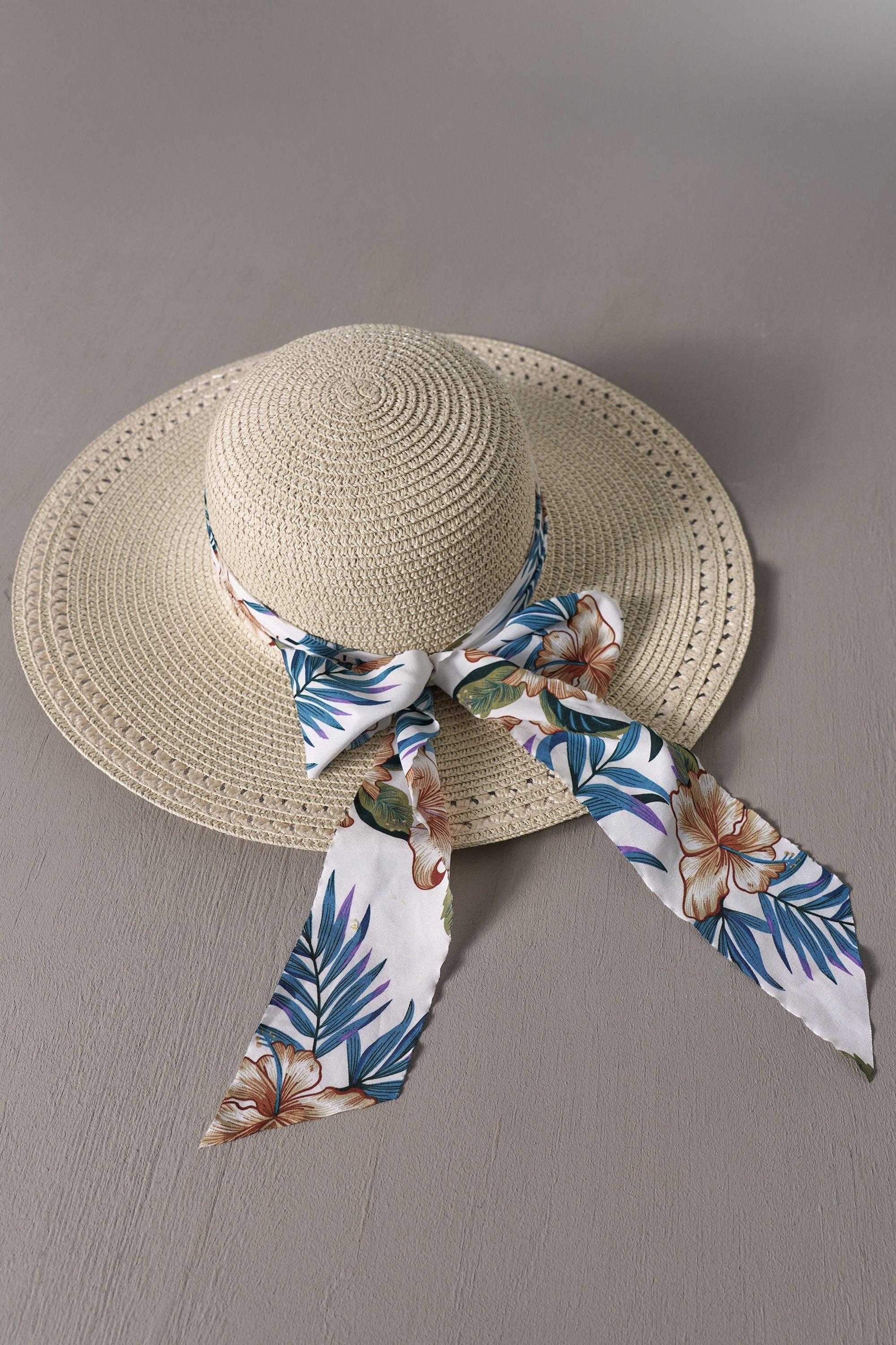 Wide Brim Straw Hat - 56cm
