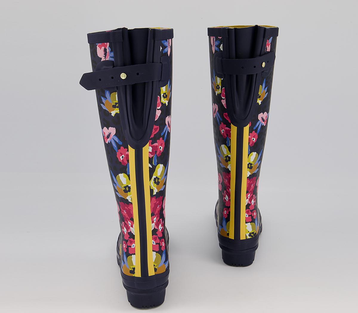 Joules Tall Print Wellies Floral Navy - Women's Knee High Boots