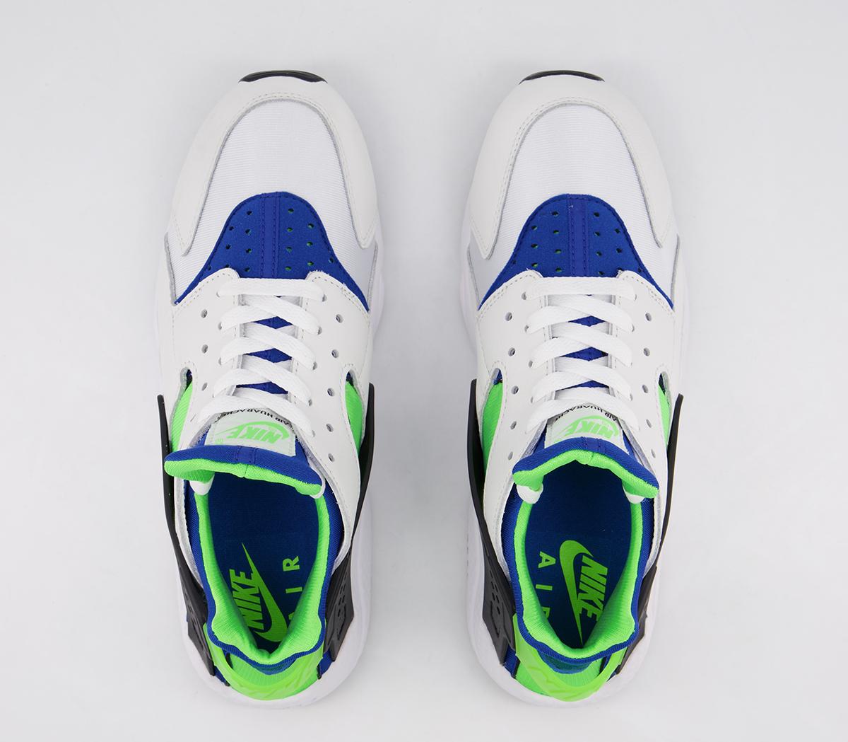 Nike Air Huarache Trainers White Scream Green Royal Blue Black - Unisex ...