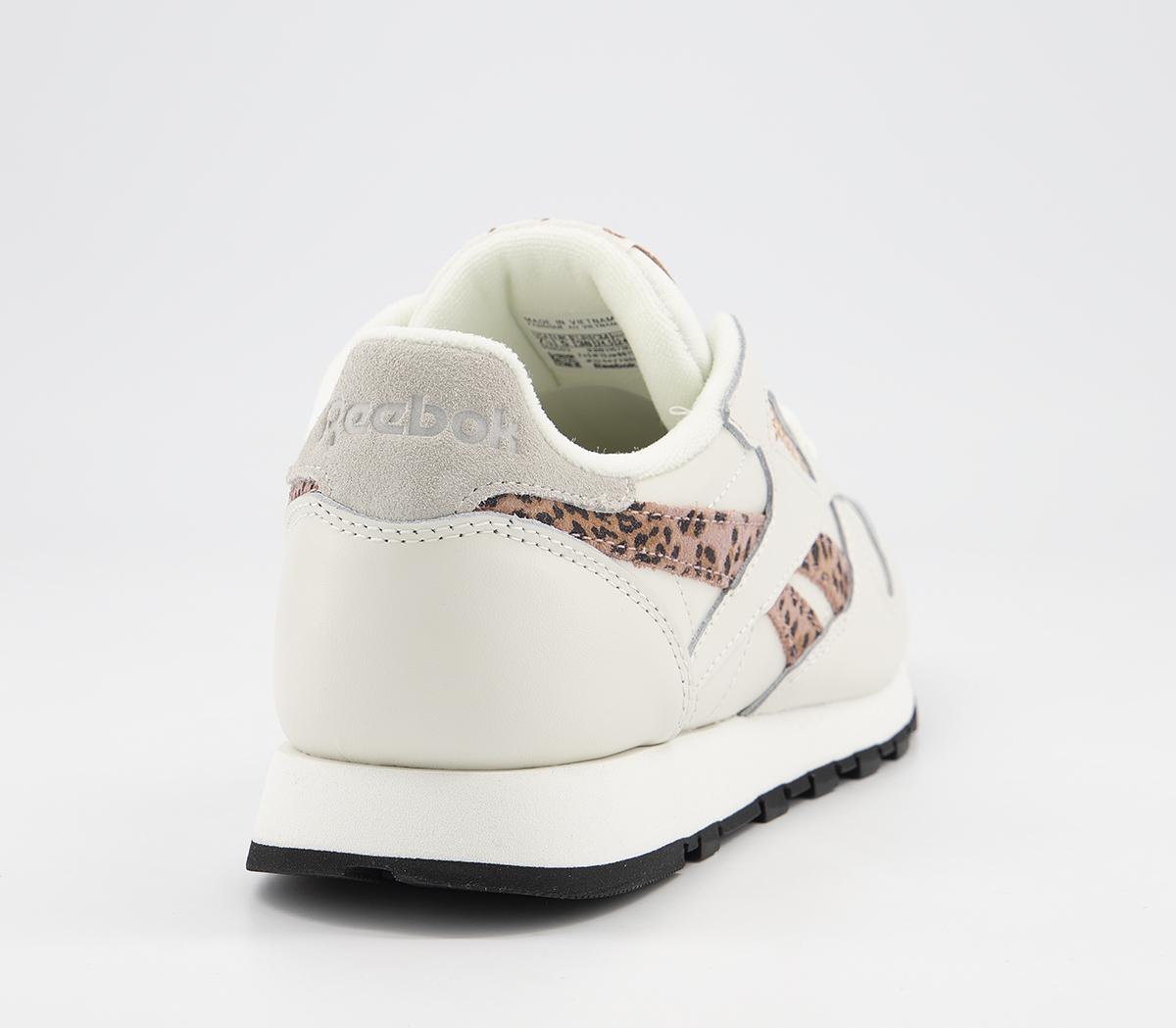 Reebok Classic Leather Trainers Chalk Black Rose Gold Leopard - Women's ...
