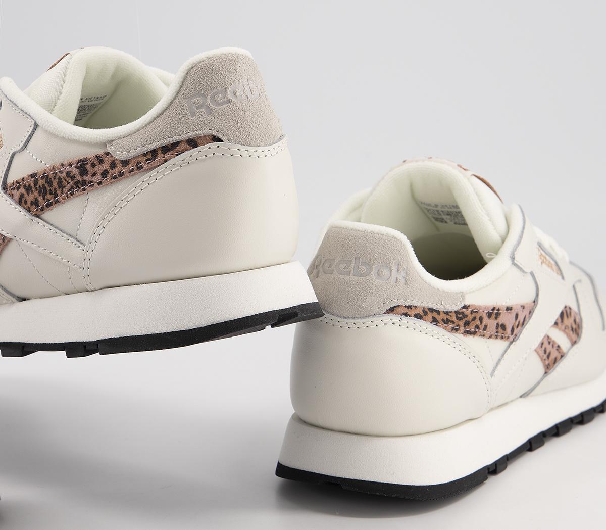 Reebok Classic Leather Trainers Chalk Black Rose Gold Leopard - Women's ...