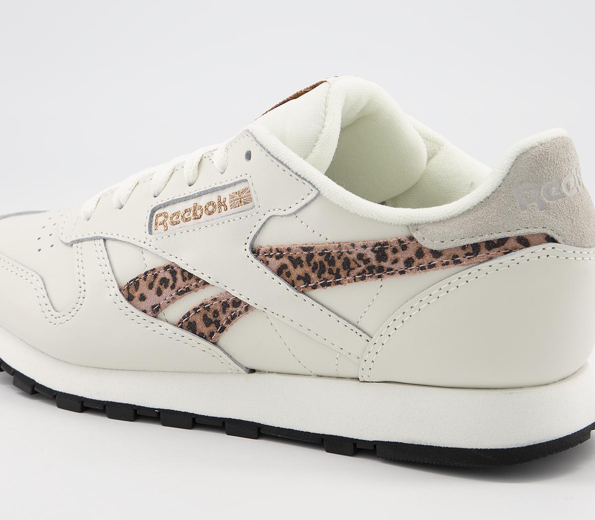 Reebok Classic Leather Trainers Chalk Black Rose Gold Leopard - Women's ...