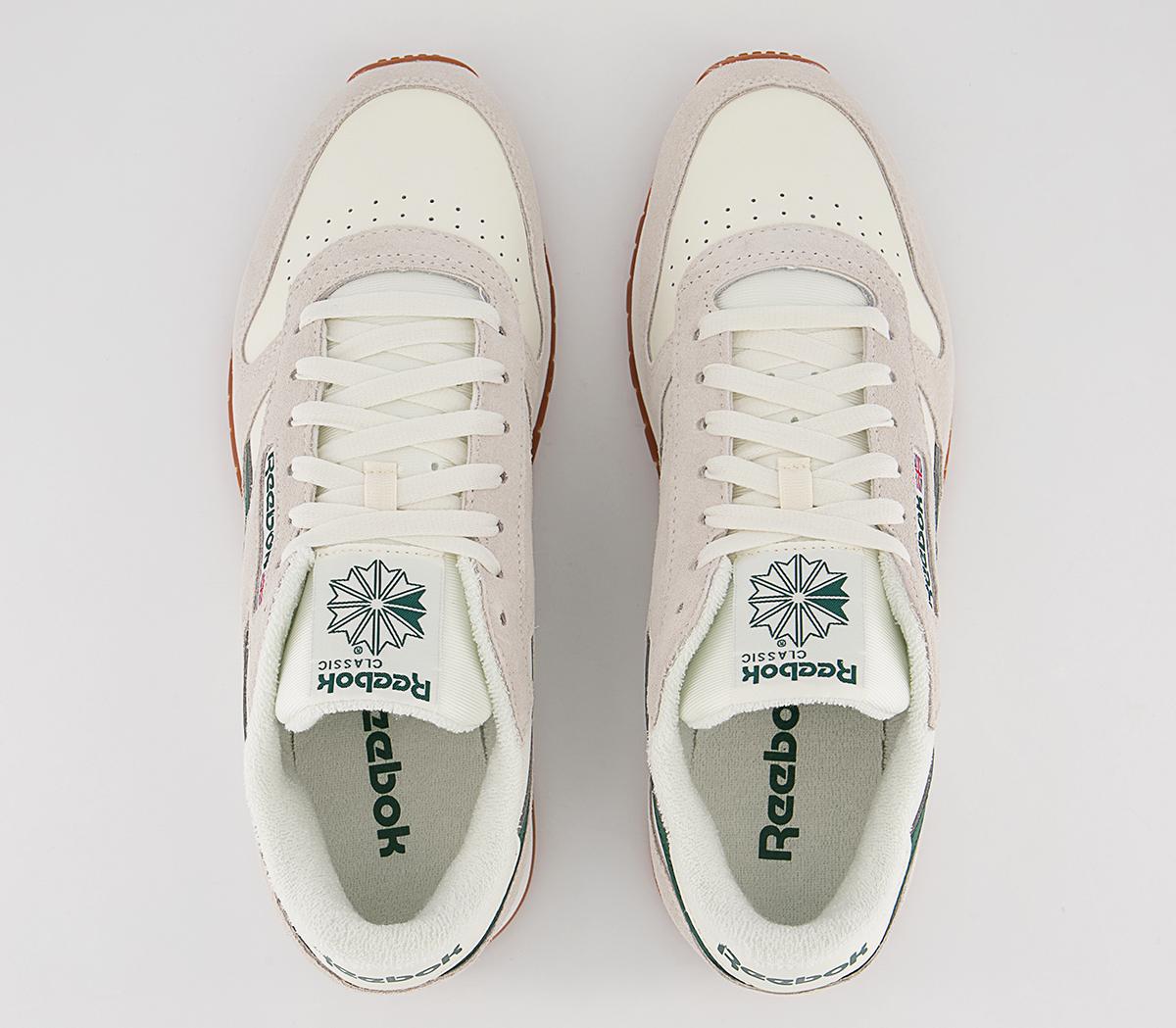 Reebok Cl Leather Trainers Chalk Chalk Dark Green - Men's Trainers