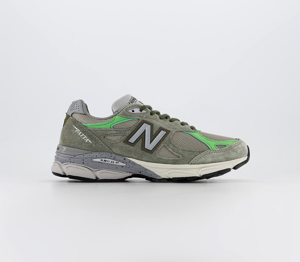 New Balance M990 Trainers Khaki Lime Patta - Men's Premium Sneakers