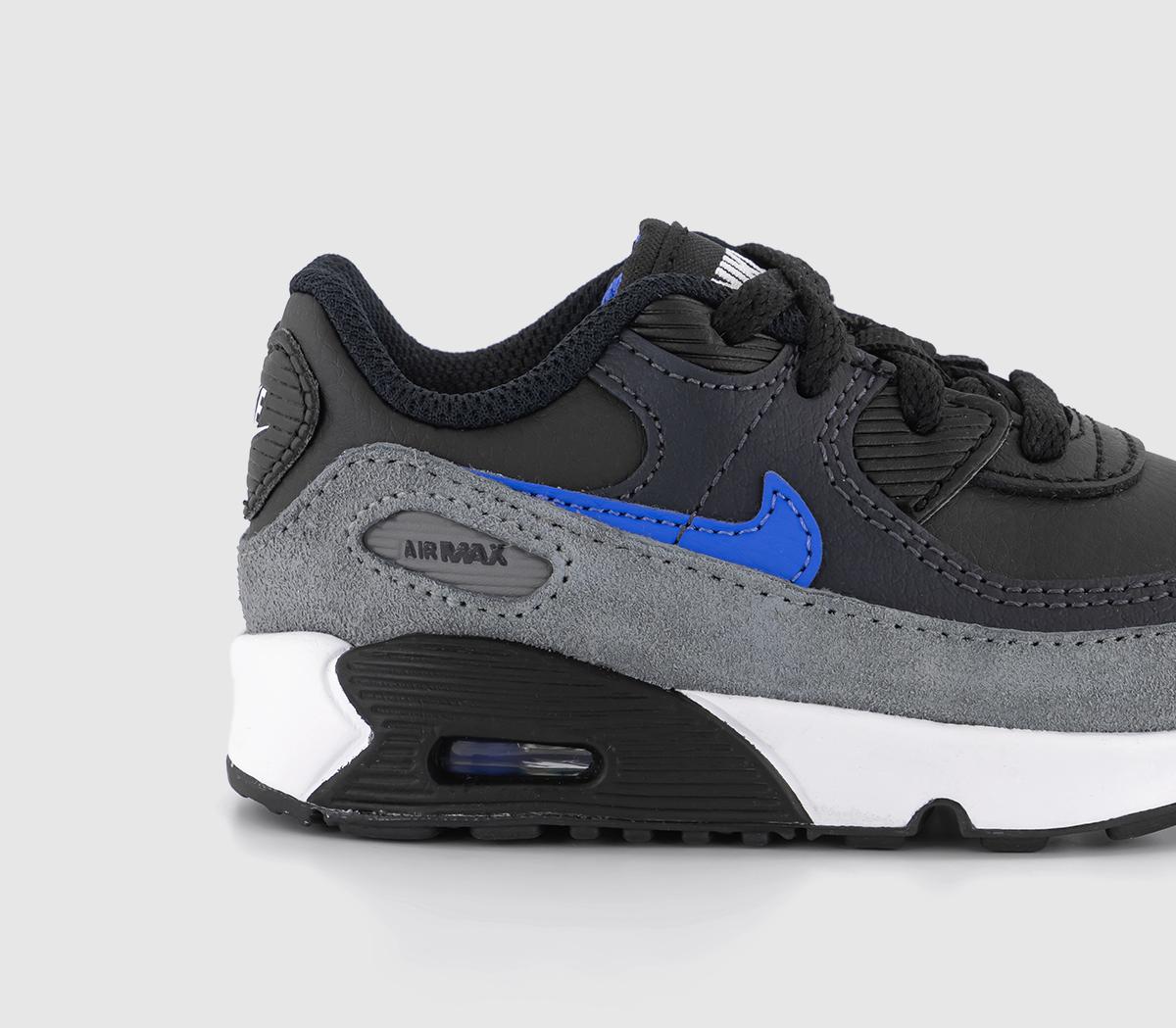 Nike Air Max 90 Toddler Trainers Black Medium Blue Smoke Grey Anthracite - Unisex