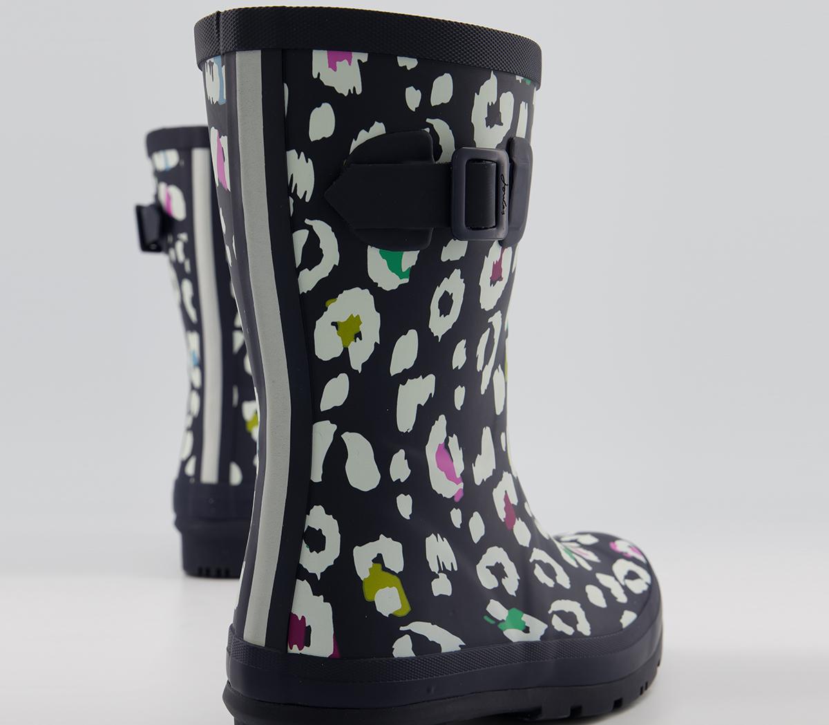 Joules Molly Welly Navy Leopard - Women's Ankle Boots