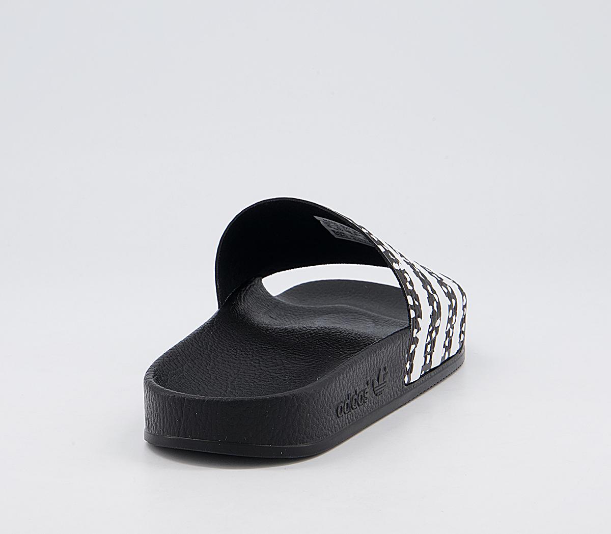 adidas Adilette Sliders Black White Polka Dot - Women’s Sandals
