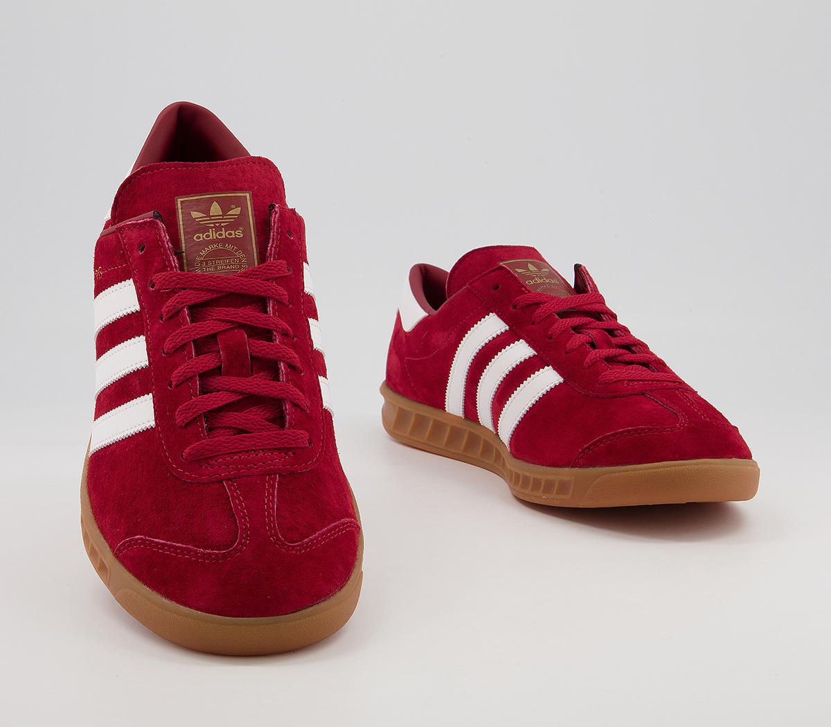 adidas Hamburg Trainers Red White Gum - Men's Terrace Trainers