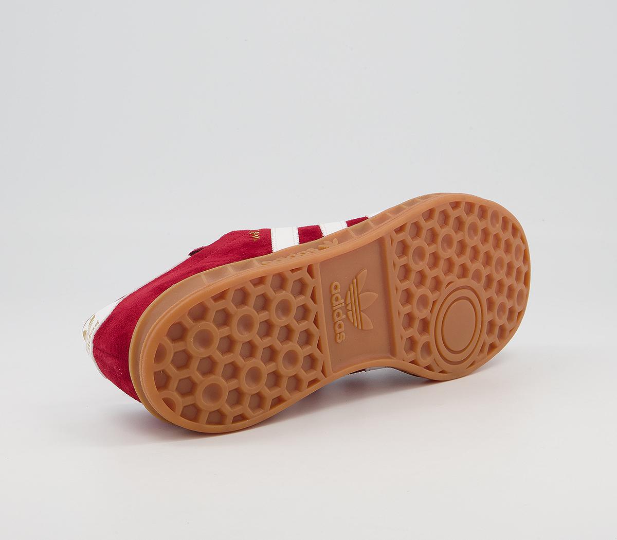 adidas Hamburg Trainers Red White Gum - Men's Terrace Trainers