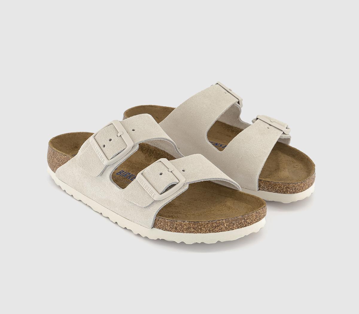 BIRKENSTOCK Arizona Two Strap Sandals Antique White Suede - Women’s Sandals