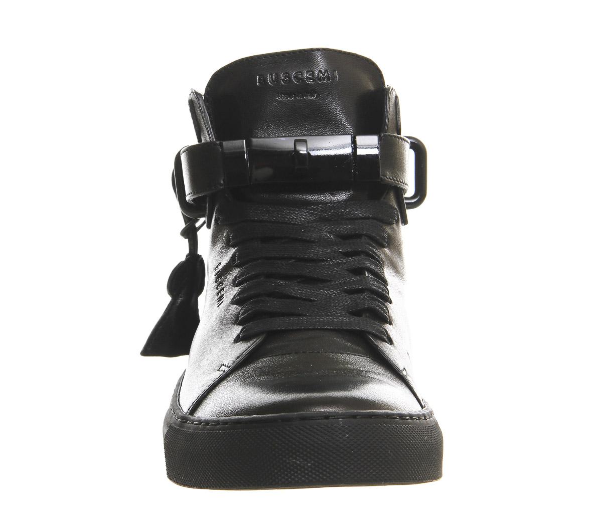 Buscemi 100mm Shoes Black Mono Leather - Men's Premium Sneakers