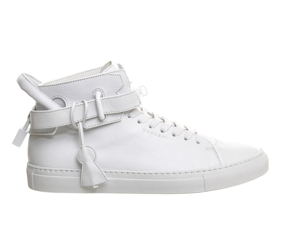 Buscemi 100mm Shoes White Mono Leather - Men's Premium Sneakers