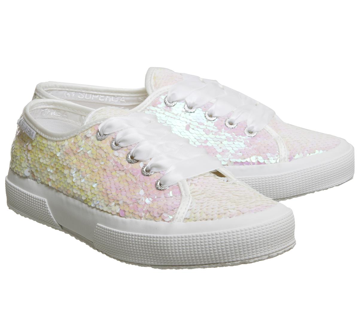 Superga 2750 Trainers White Iridescent Sequin - Women's Trainers
