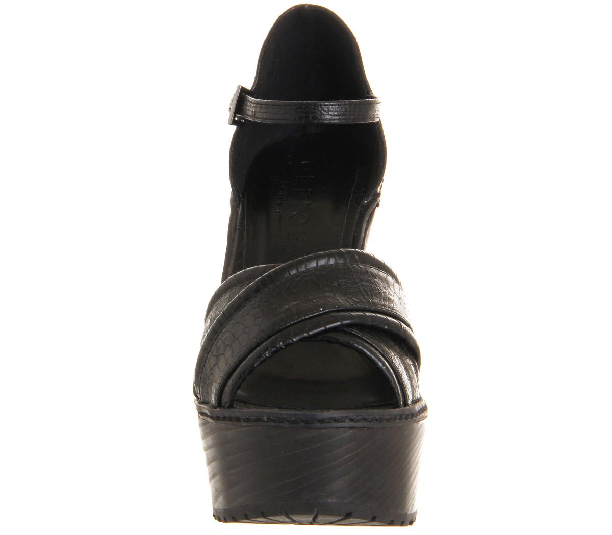 OFFICE Stop Wood Sandal Black - High Heels