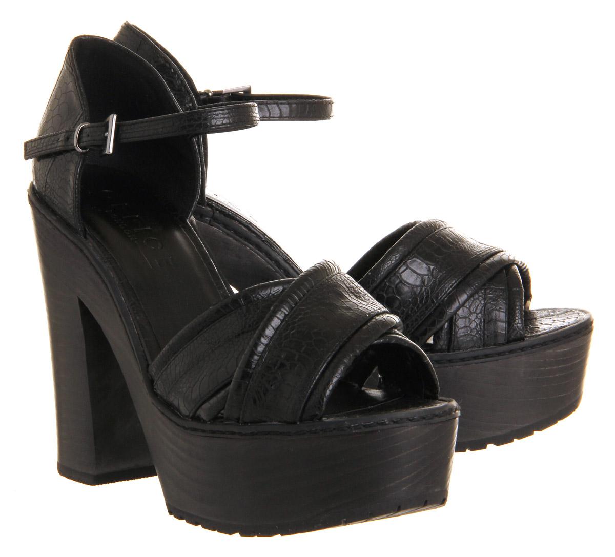 OFFICE Stop Wood Sandal Black - High Heels