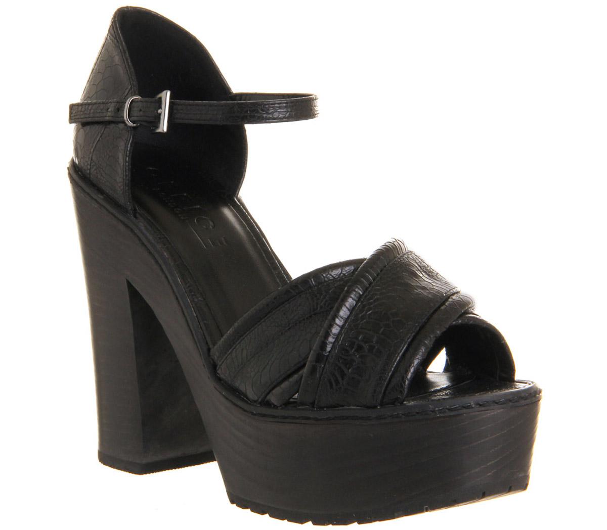 OFFICE Stop Wood Sandal Black - High Heels
