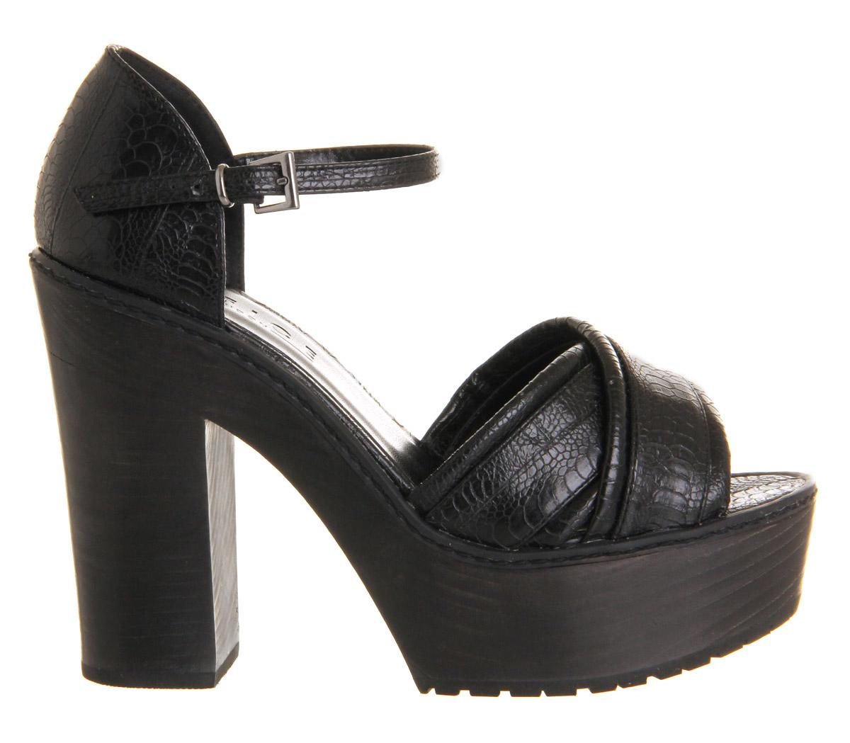OFFICE Stop Wood Sandal Black - High Heels