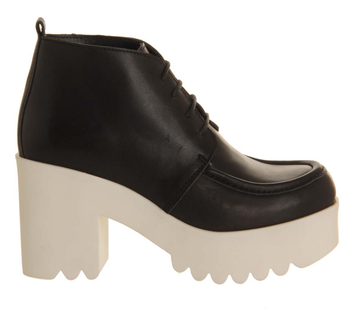 OFFICE Clarissa Lace Up Cleated Sole Black Leather White Sole - Women's ...