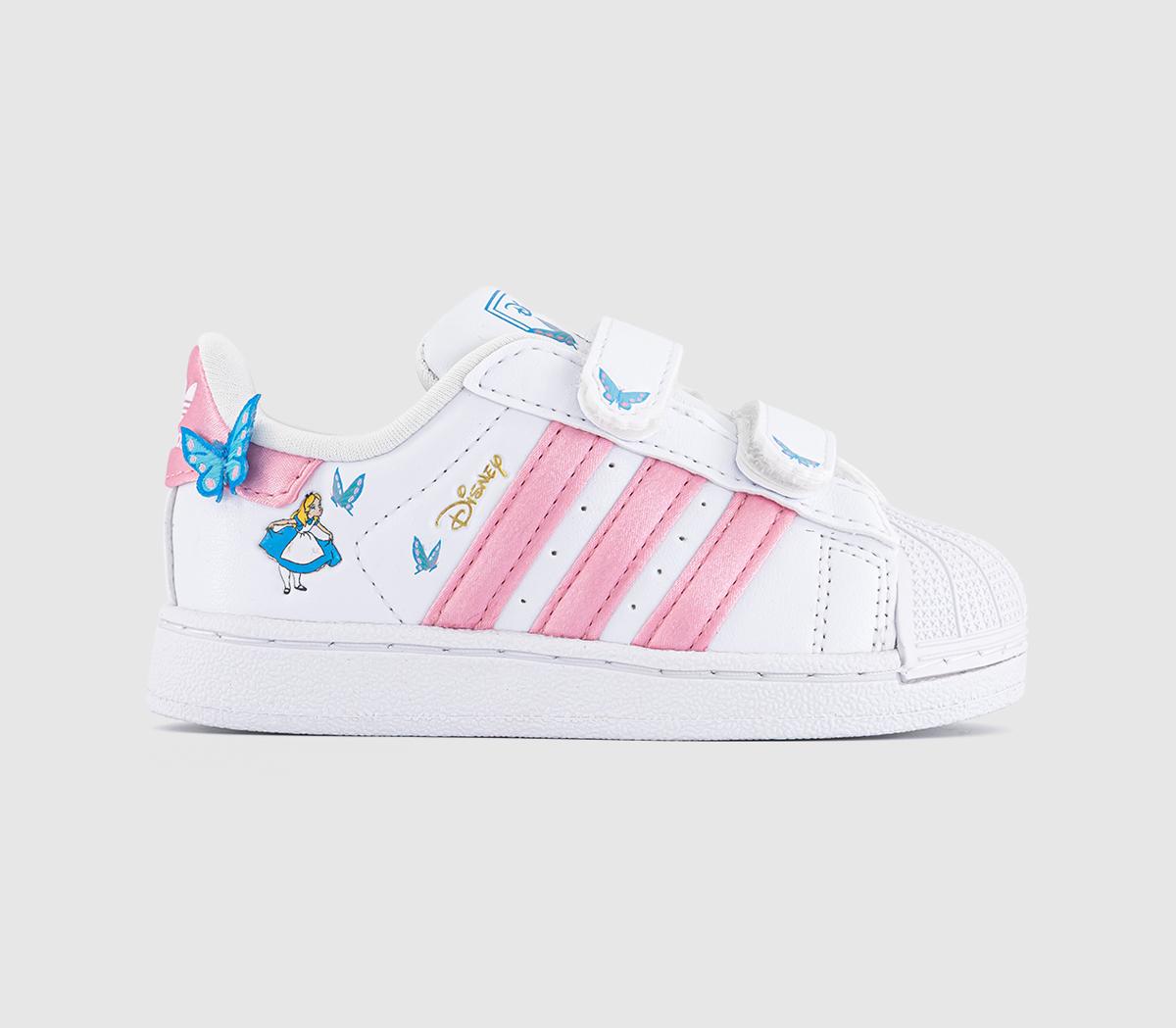 adidas Superstar Disney Infant Trainers White Light Pink Aquamarine ...