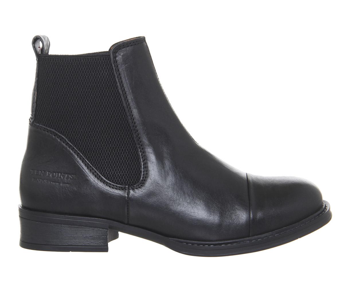 Ten Points Pandora Chelsea Boots Black Leather - Women's Ankle Boots