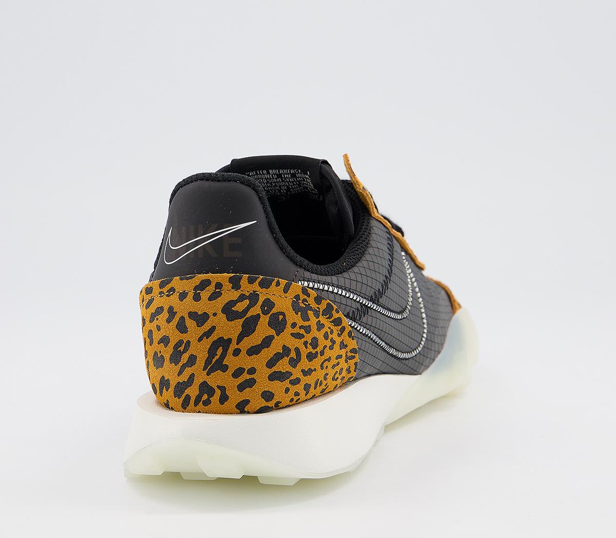 Nike Waffle Racer Trainers Black Sail Chutney Animal - Women's Trainers