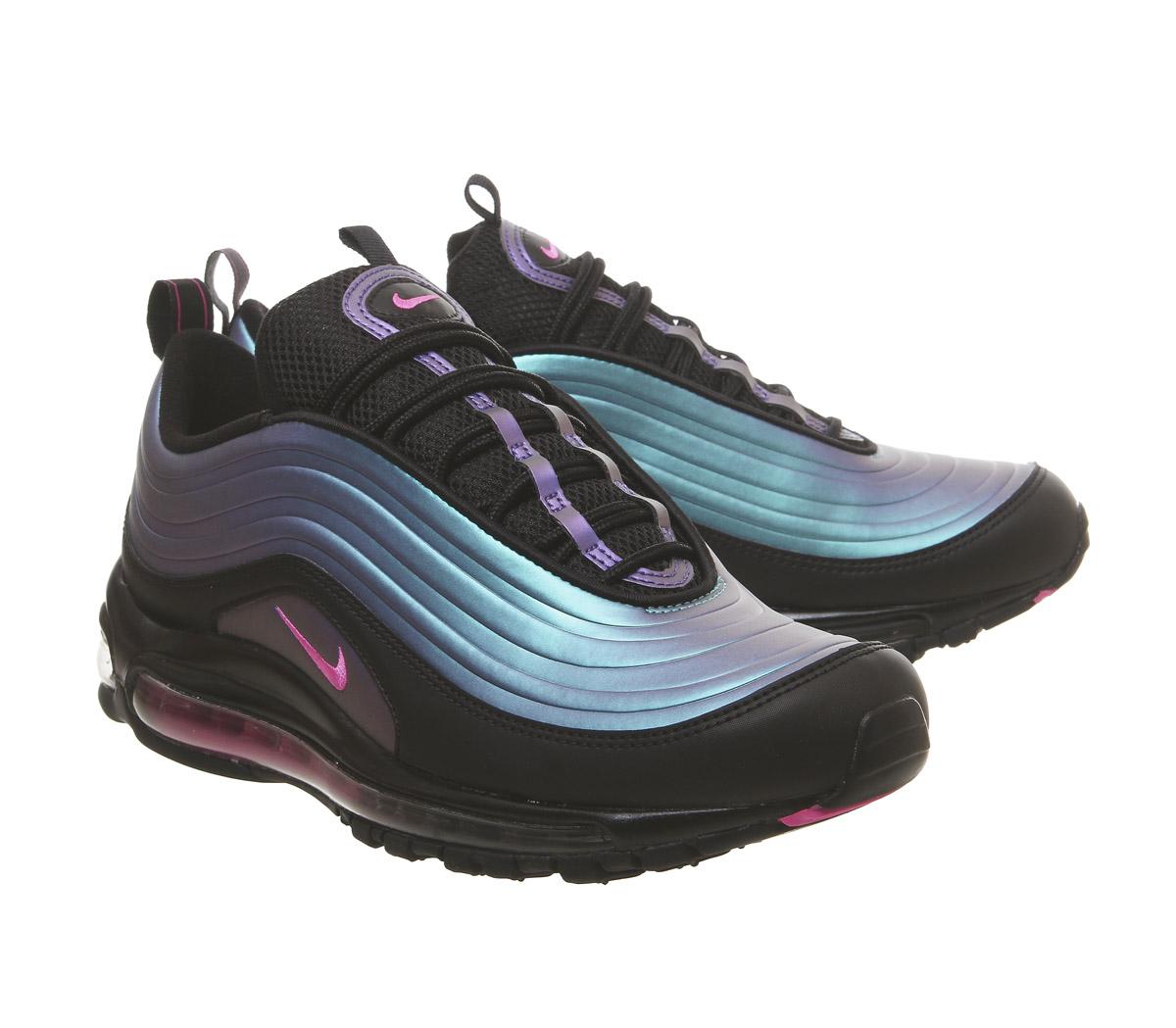 Nike Air Max 97 Trainers Black Laser Fuchsia Thunder Grey Lx - Junior