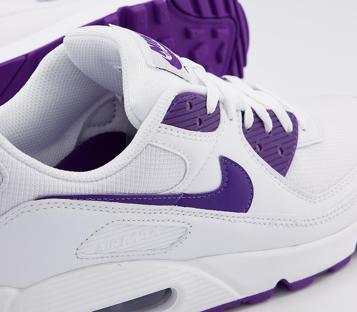 Nike Air Max 90 Trainers White Voltage Purple Black - Unisex Sports
