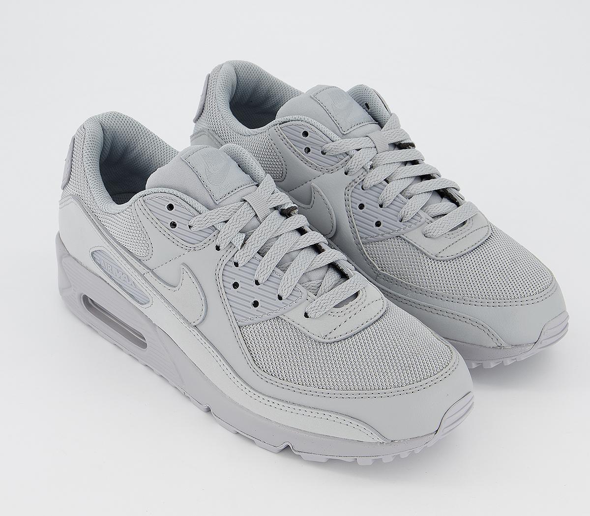 Nike Air Max 90 Trainers Wolf Grey Wolf Grey Black - Women's Classic ...